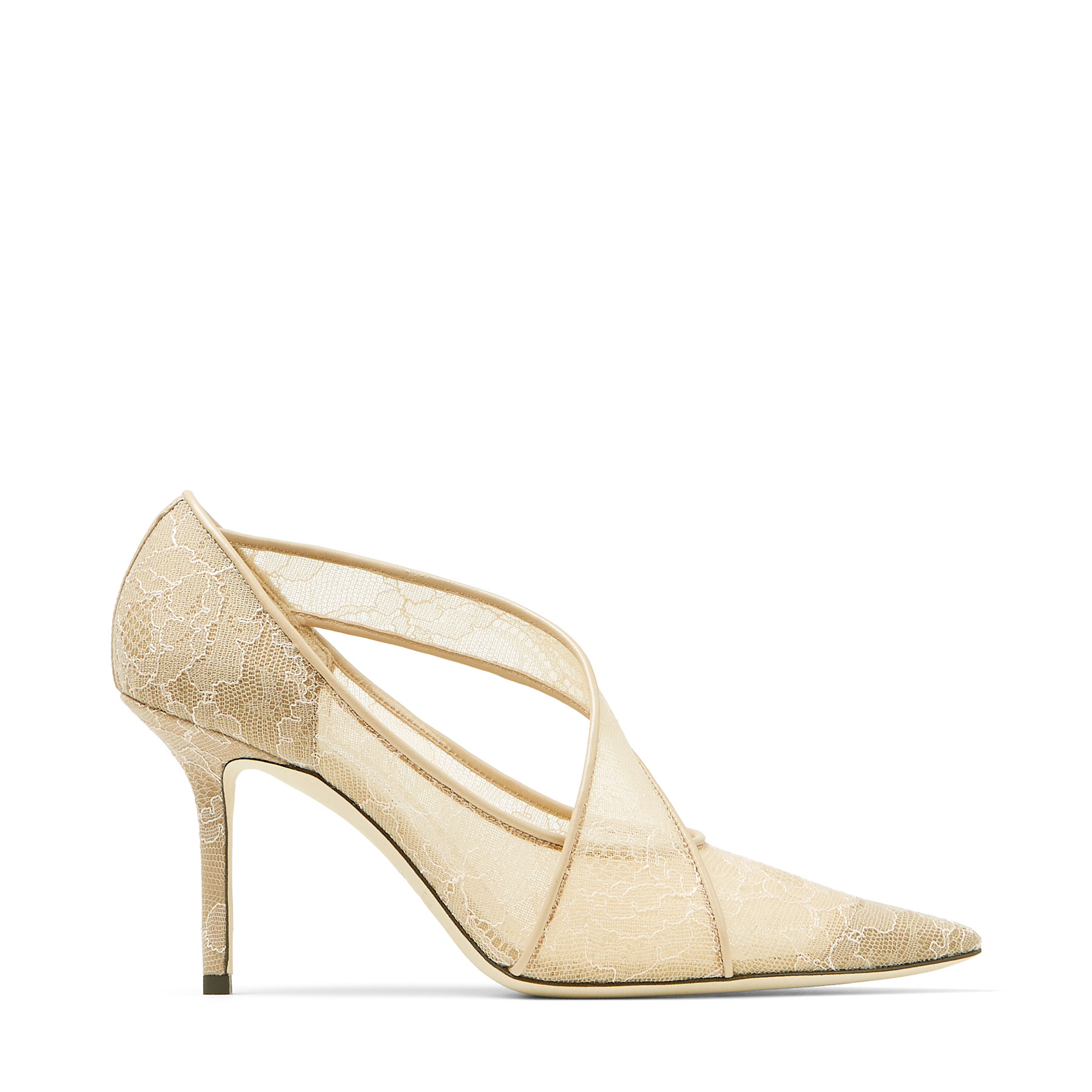 Jimmy Choo Haylene 85 Spitze Pumps Aus Leder Und Spitze In Nude In Nude ...